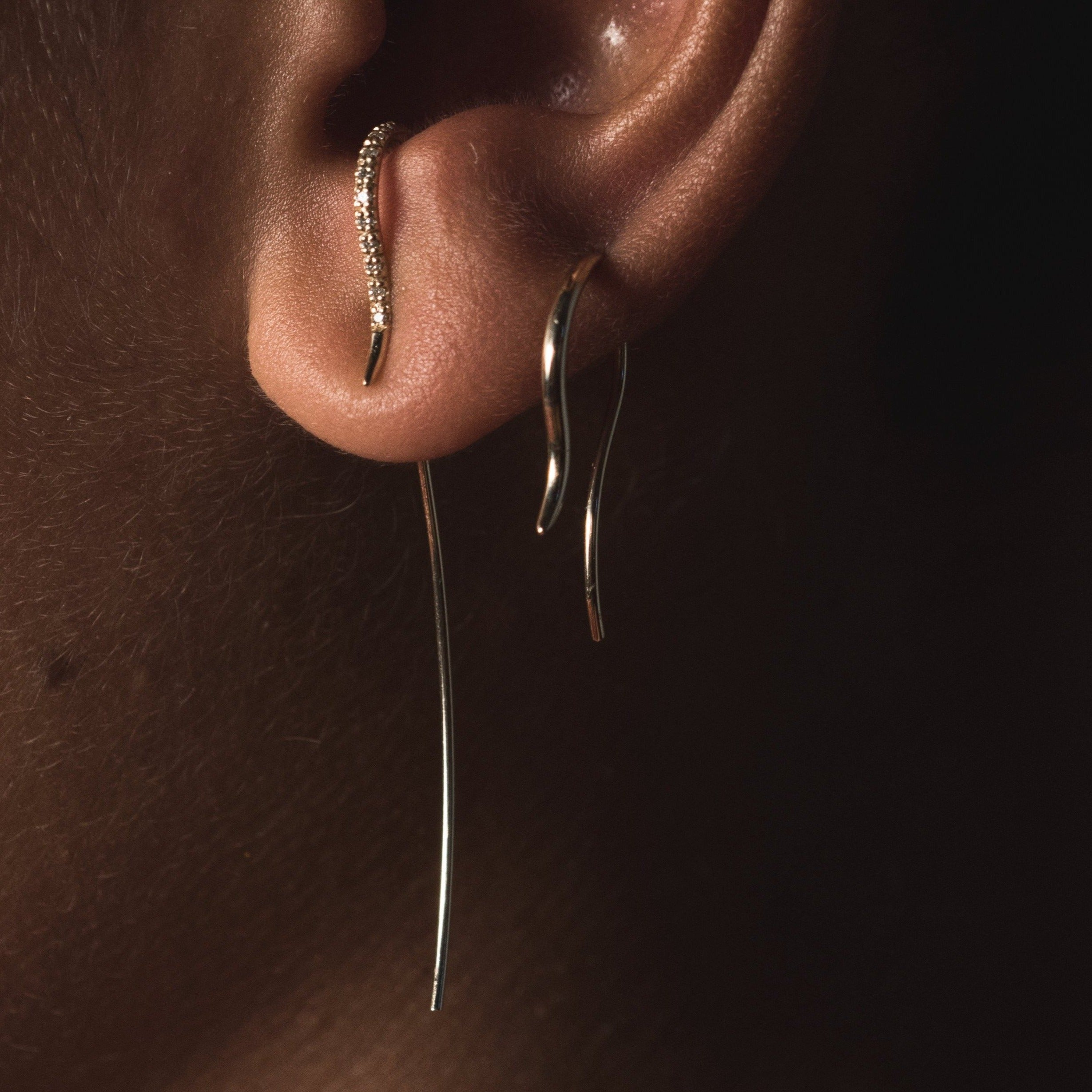 White space Oona Hook Earrings 14K Rose Gold