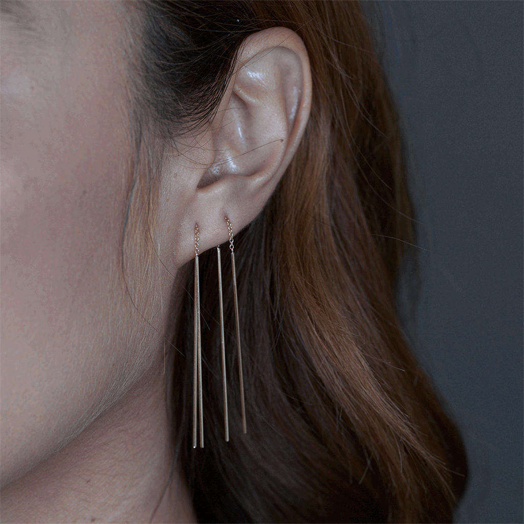 Long Threader Earrings | White/Space